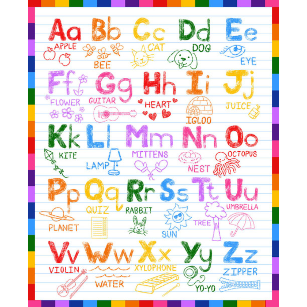 Color My World - Alphabet Panel White | 4090P-01 – Austin Sewing
