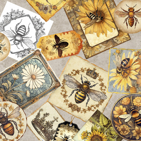 Queen Bee - Bee Collage Gray | 2600-30483-K – Austin Sewing