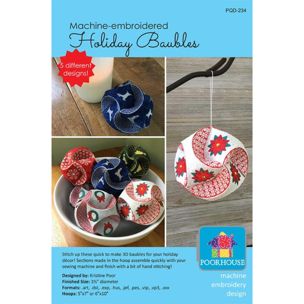 Holiday Baubles - Machine Embroidery | Poorhouse Quilt Designs – Austin ...
