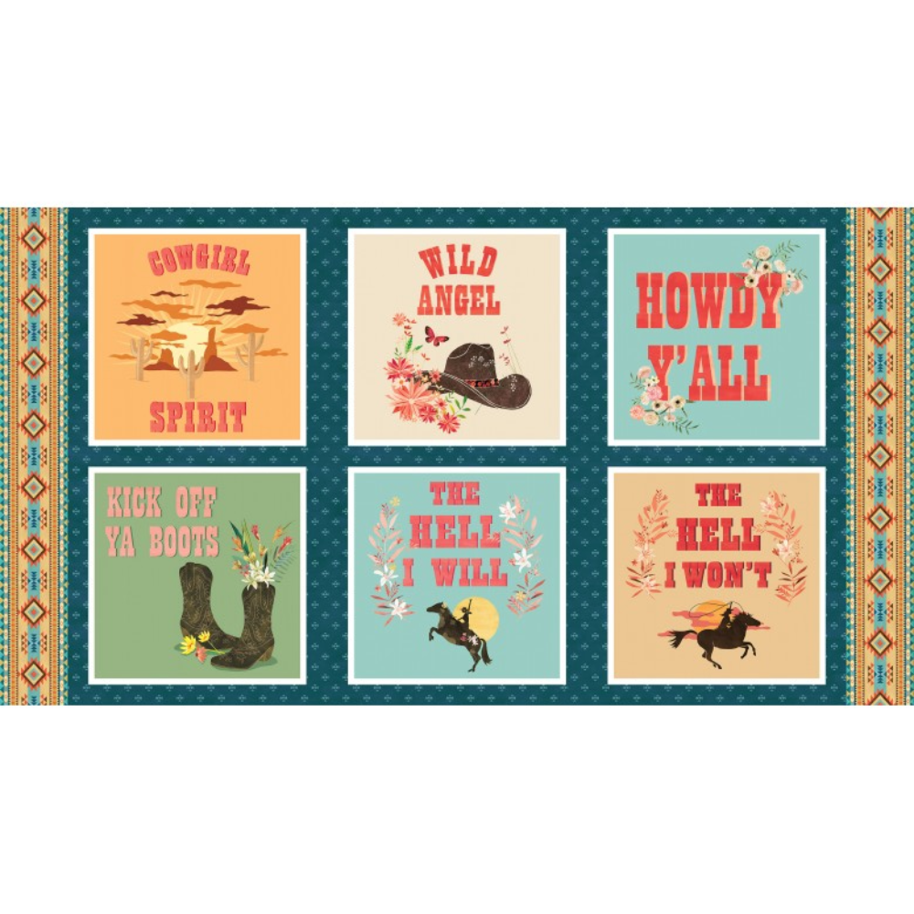 Howdy Cowgirl - Cowgirl Spirit Panel Teal | DDC12499-TEAL-D – Austin Sewing
