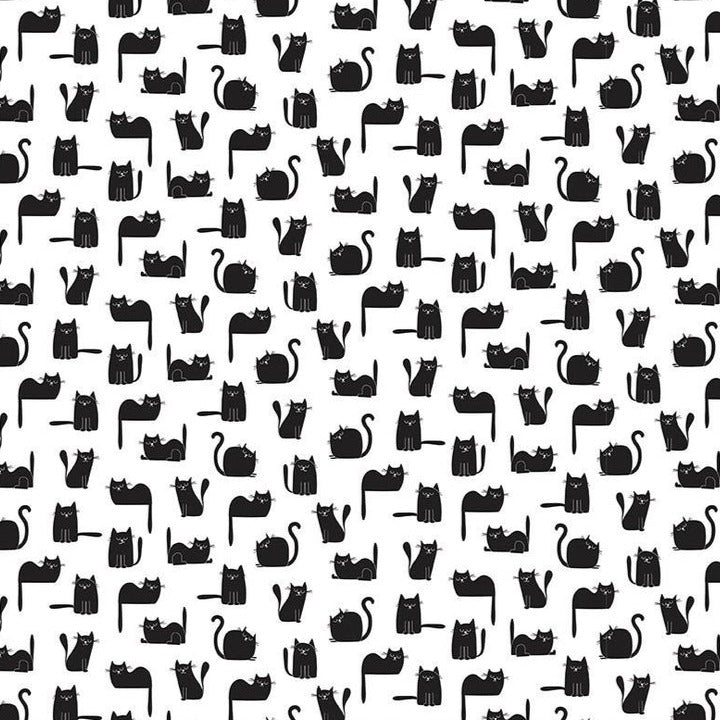 Feline Good! - Tossed Black Cats White| CAT-CD2572 – Austin Sewing