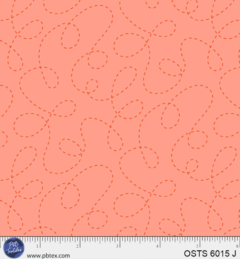 One Stitch Two Stitch - Stitched Curlicues Coral | OSTS06015-J – Austin ...