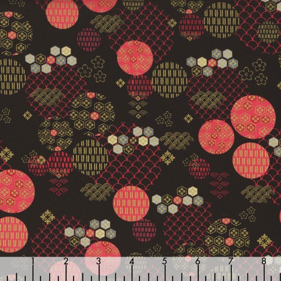 Kyoto - Metallic Japanese Circle Patches Black | KYOTO-CM1675-BLACK – Austin Sewing