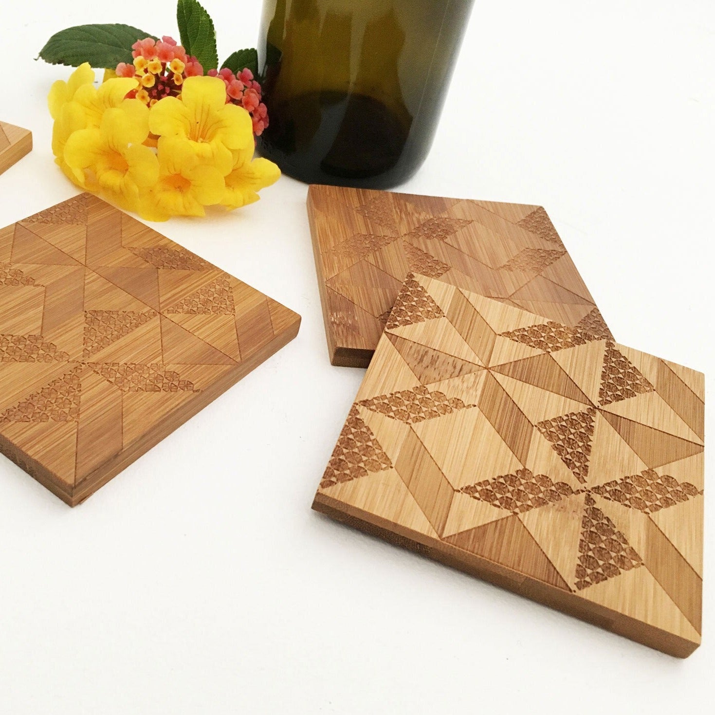 Built Quilt | Set of 4 Square Coasters - Windblown Star – Austin Sewing