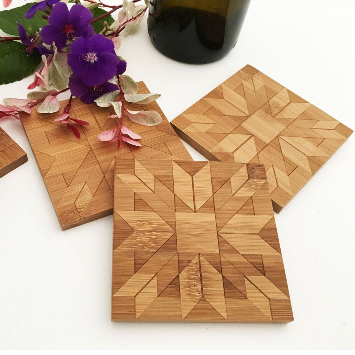 Built Quilt | Set of 4 Square Coasters - Ruby Roads – Austin Sewing